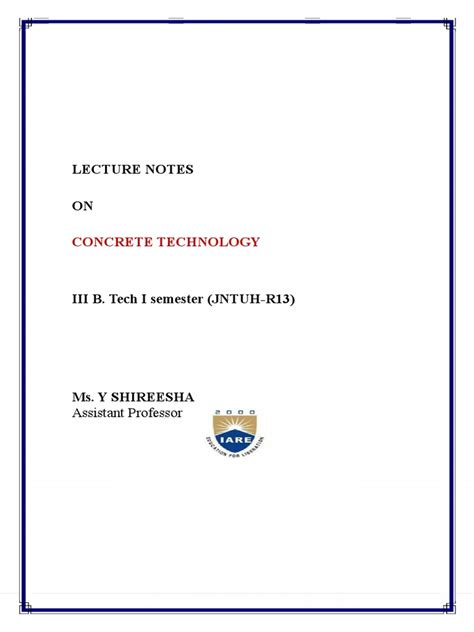 Concrete Technology Notes Pdf Concrete Industries