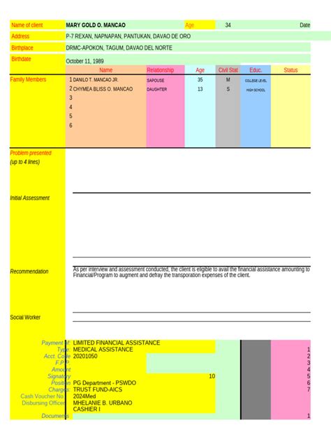 Intake Sheet Pdf Social Programs