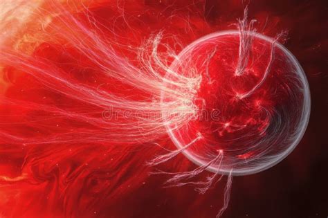 Energy Waves Radiating From A Cosmic Entity In Deep Red Space Background Stock Image Image Of