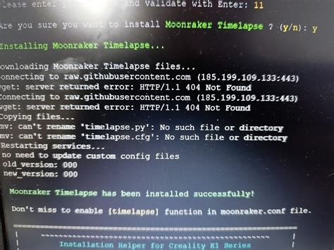 Installation Error Timelapse On Nebula Pad R Klippers