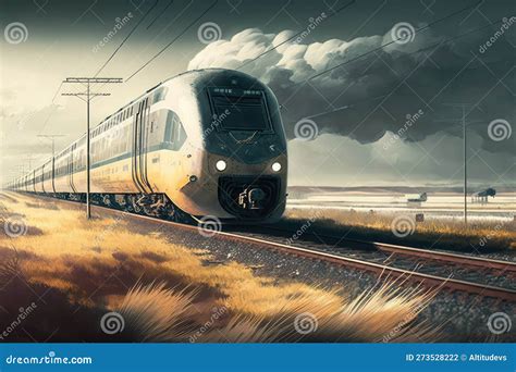 Passenger Train With View Of The Passing Landscape And Passing