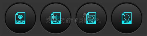 Set Ruby File Document Wav Bmp And  Icon Vector Stock Vector