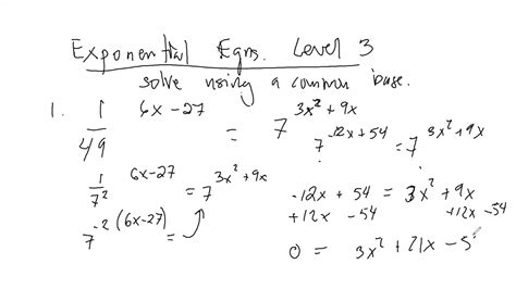Solve Exponential Equations Using A Common Base Level 3 Youtube