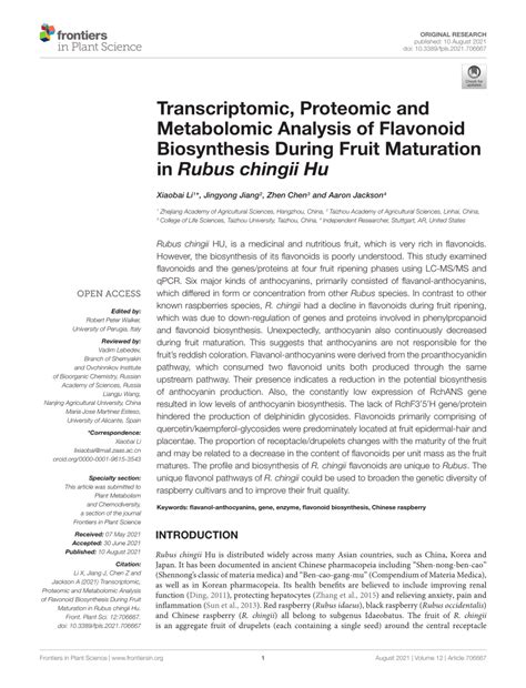 Pdf Transcriptomic Proteomic And Metabolomic Analysis Of Flavonoid