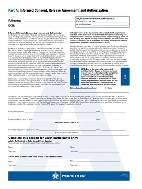 Boy Scout Medical Form Part A And B Fillable Form Printable Forms
