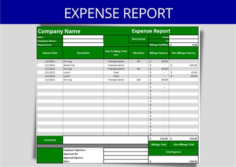 Expense Report Template Editable Excel Spreadsheet Employee