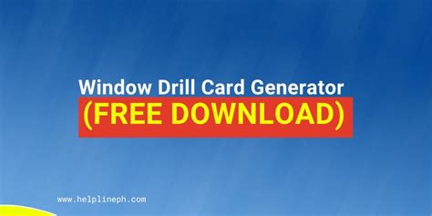 Window Drill Card Generator Series 1 Free Download Helpline Ph