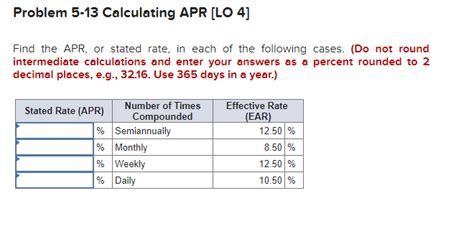 Solved Problem 5 13 Calculating APR LO 4 Find The APR Or Chegg Com