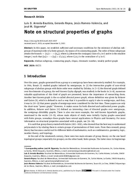 Pdf Note On Structural Properties Of Graphs