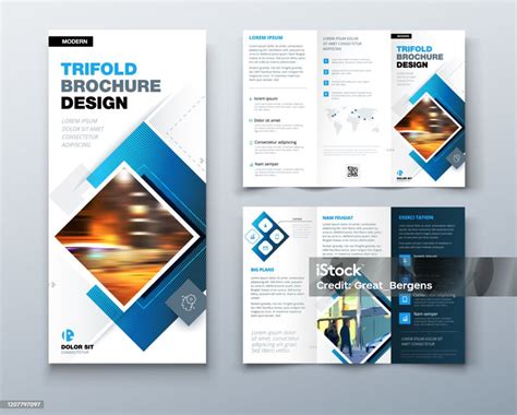 사각형 모양의 트라이 폴드 브로셔 디자인 트라이 폴드 전단지를위한 기업 비즈니스 템플릿 창의적인 컨셉의 접힌 전단지 또는 브로셔