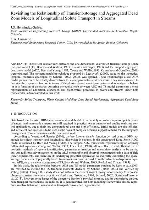 Pdf Revisiting The Relationship Of Transient Storage And Aggregated