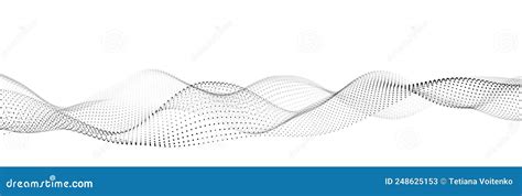 Wave Of Flowing Particles On A White Background Abstract Backdrop With
