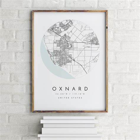 Oxnard Map Oxnard California City Map Home Town Map Oxnard Print Wall Art Map Poster