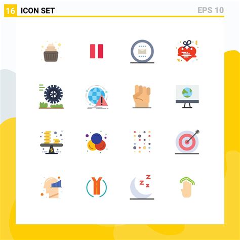 Editable Vector Line Pack Of 16 Simple Flat Colors Of Friction Letter Envelope Heart Work