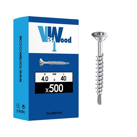 Boite 500 Vis Bois Medium Autoforeuses 4 X 40mm Tête Fraisée Torx