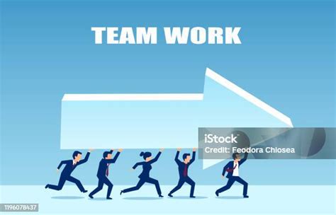 함께 실행하고 화살표를 들고 비즈니스 사람들의 팀의 벡터 팀워크에 대한 스톡 벡터 아트 및 기타 이미지 팀워크 개념 개념과 주제 Istock
