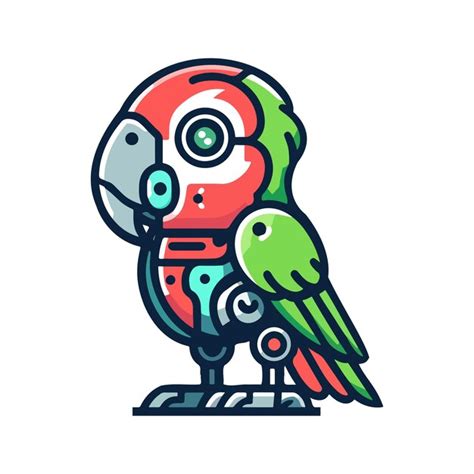 Premium Vector Cute Icon Character Parrot Cyborg