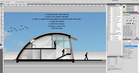 The Architectural Babe Section Rendering Coloring In PhotoShop