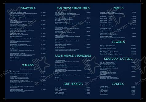 Menu At The Deck Restaurant Rustenburg R24 Hempton Rd