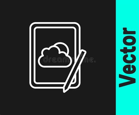 White Line Weather Forecast Icon Isolated On Black Background Vector Stock Vector