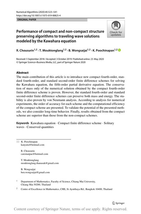 Performance Of Compact And Non Compact Structure Preserving Algorithms To Traveling Wave