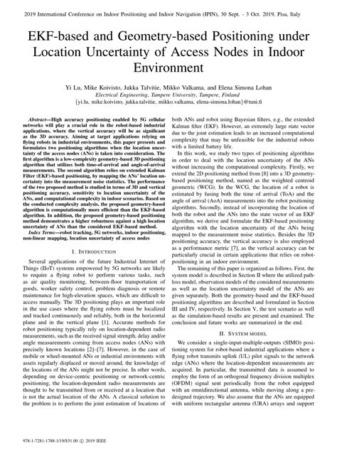 Pdf Ekf Based And Geometry Based Positioning Under Location