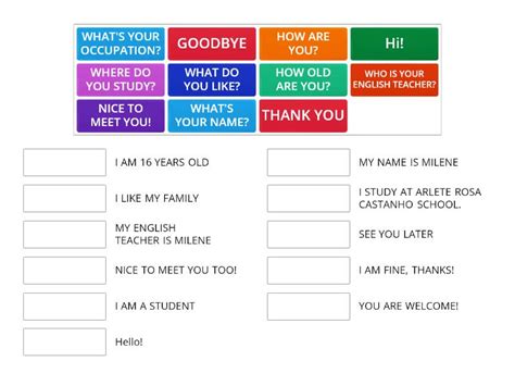 Match The Pair Questions And Answers Match Up
