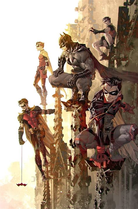 Batman Robin Bruce Wayne Dick Grayson Jason Todd And 2 More Dc