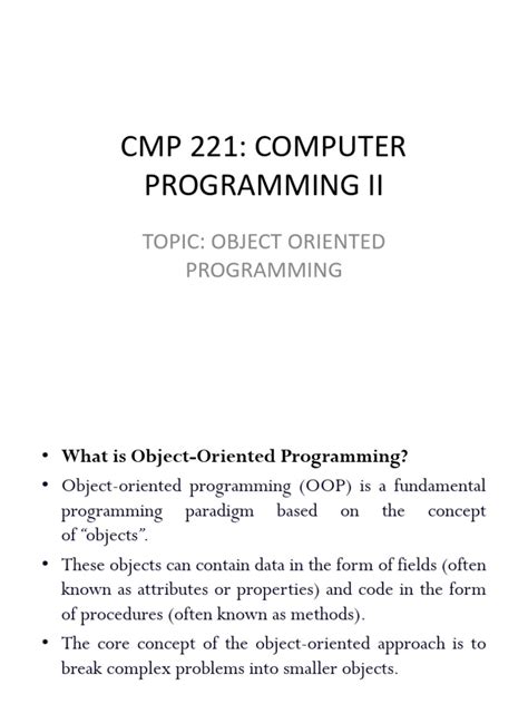 intro to oop pdf object oriented programming class computer programming