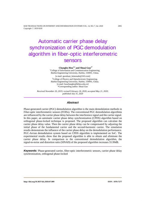 Pdf Automatic Carrier Phase Delay Synchronization Of Pgc · In This