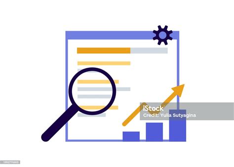 검색 엔진 최적화 Seo 최적화 분석 및 광고 개념 돋보기로 화면을 검색합니다 웹에 대한 Seo 최고 순위에 서명하십시오 벡터 일러스트 레이 션 개념에 대한 스톡 벡터 아트