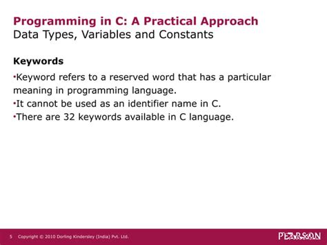 Chapter1 C Programming Data Types Variables And Constants Ppt