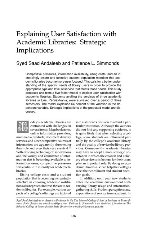 Pdf Explaining User Satisfaction With Academic Libraries Strategic Implications