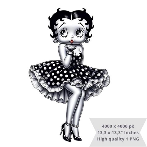 1 Png Betty Boop Black And White Clipart Images Digital Design Png