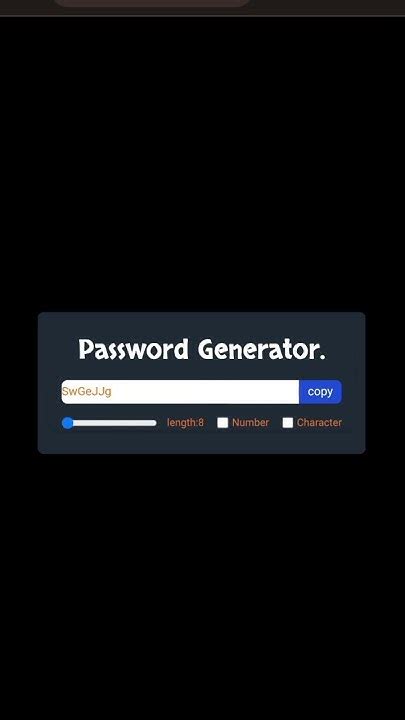Fully Functional Password 🔑 Generator With Reactjs Html Javascript