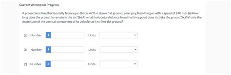 solved a projectile is fired horizontally from a gun that is