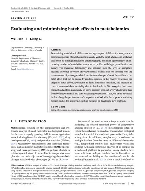 Evaluating And Minimizing Batch Effects In Metabolomics