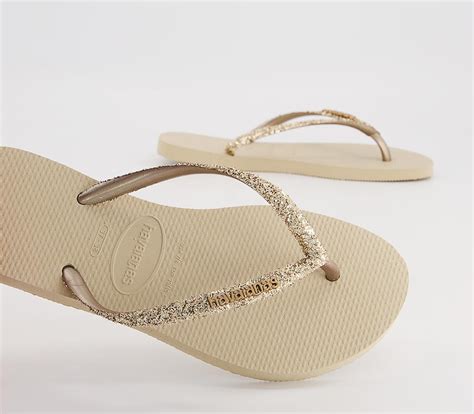 Havaianas Slim Glitter Ii Flip Flops Sand Grey Womens Sandals