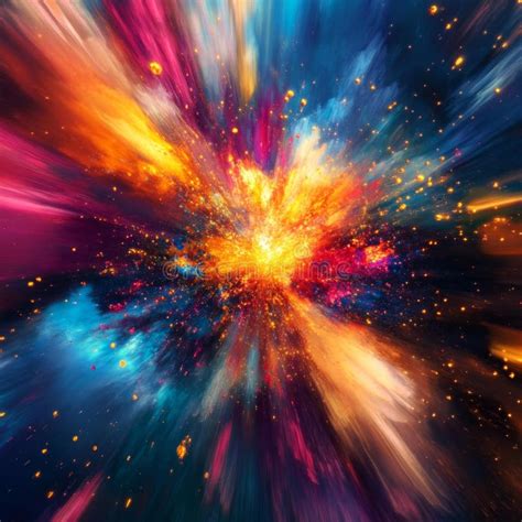 Vibrant Cosmic Explosion With Multicolored Light Streaks And Star Like Particles Stock Image