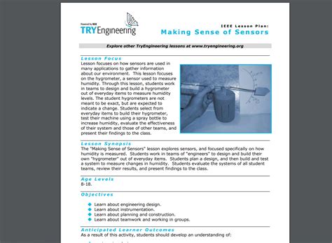 Making Sense Of Sensors Lesson Plan For 3rd 12th Grade Lesson Planet