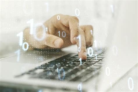 Premium Photo Creative Abstract Binary Code Sketch And Hands Typing