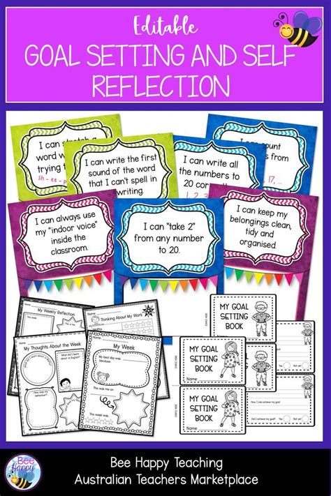 Goal Setting And Self Reflection Grade 1 Worksheets And Editable Posters Social Emotional