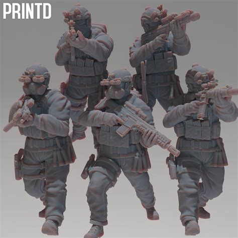 Scp Mtf Squad Post Apocalyptic Zona Alpha Wargame Hobby Resin Scale Models Etsy