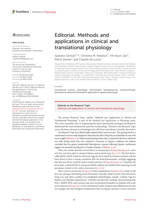 Pdf Editorial Methods And Applications In Clinical And Translational