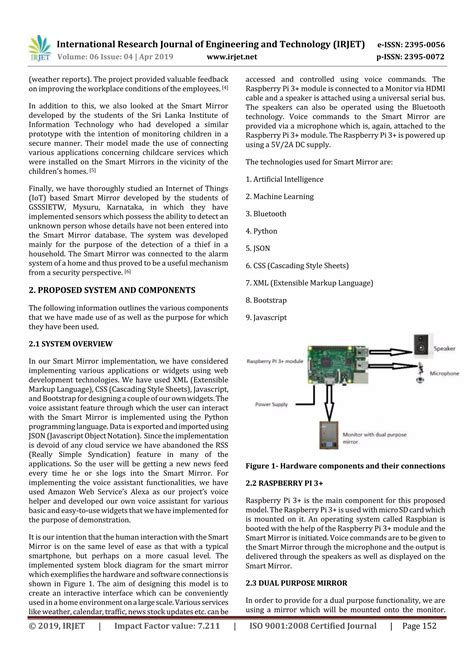 Irjet Smart Mirror Using Virtual Voice Assistant Pdf