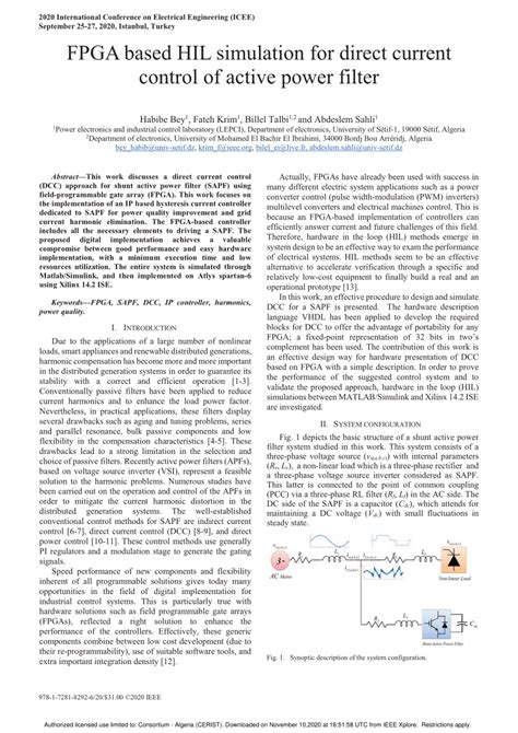 Pdf Fpga Based Hil Simulation For Direct Current Control Of Active