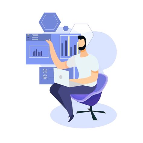 Premium Vector Man With Laptop Analysis Graph