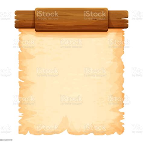 흰색 배경에 고립 된 만화 스타일의 양피지 종이나무 판자 프레임 중세 패널 메뉴 빈 Gui 자산 간판 벡터 일러스트레이션 건설 프레임에 대한 스톡 벡터 아트 및 기타 이미지