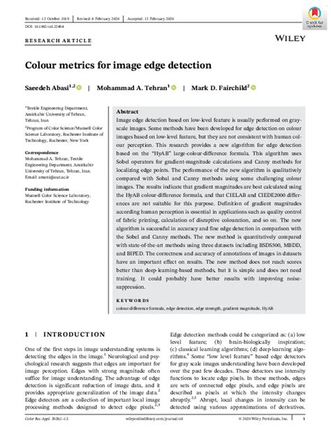 Pdf Colour Metrics For Image Edge Detection