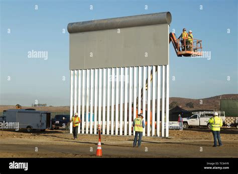 Workers Assemble Different Border Wall Prototypes At The Wall Prototype